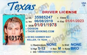 Texas (TX) Drivers License- Scannable Fake ID - ID Viking